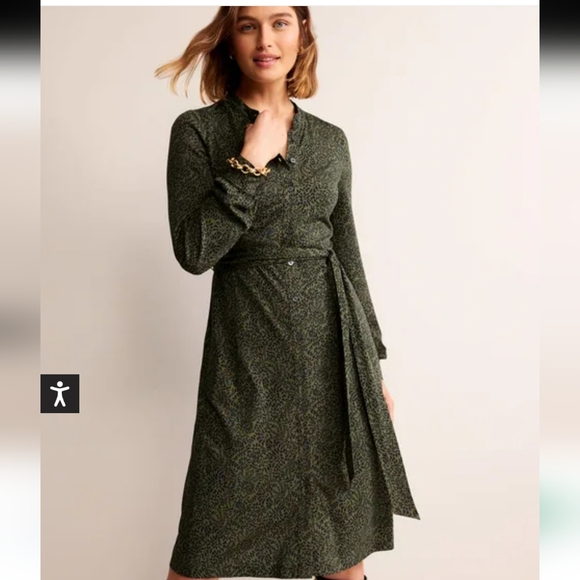 Boden | Dresses | Boden Julia Jersey Button Down Dress Spruce Pome ...